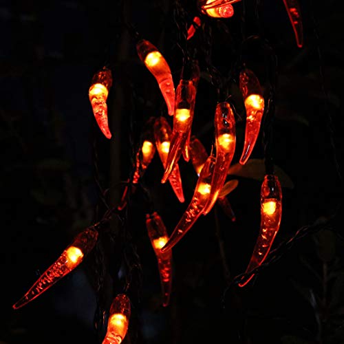 Amants01 Solar Chili String Lights,Red Chili Pepper String Lights 50 LEDs Solar String Lights for Home,Gardens,Park,Patios Decoration,Party,Wedding,Xmas,Chinese New Year.