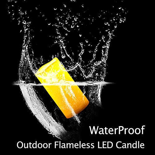 Battery Operated Outdoor Flameless LED Candles with Remote Timer Flickering Waterproof Electric Plastic Pillar Candle Lights for Christmas Garden Wedding Party Decorations Gifts Supplies 3”X6” 2 Sets