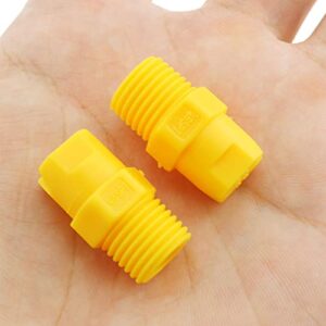 E-outstanding 5-Pack Flat Fan Spray Tip 1/4" BSP Male Thread PP Plastic Standard Veejet Yellow Nozzles, 80 Degree