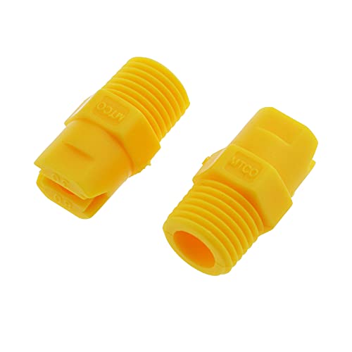 E-outstanding 5-Pack Flat Fan Spray Tip 1/4" BSP Male Thread PP Plastic Standard Veejet Yellow Nozzles, 80 Degree