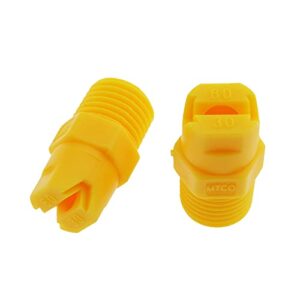 E-outstanding 5-Pack Flat Fan Spray Tip 1/4" BSP Male Thread PP Plastic Standard Veejet Yellow Nozzles, 80 Degree