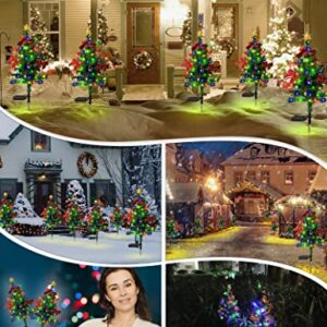 Solar Christmas Decorations Tree Lights Outdoor Waterproof, 20LED-Lights Solar Yard Decorative, Solar Stake Lights Xmas Tree Garden Decor with Constant & Flashing Modes for Pathway Lawn Patio, 2PCS