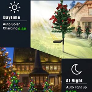 Solar Christmas Decorations Tree Lights Outdoor Waterproof, 20LED-Lights Solar Yard Decorative, Solar Stake Lights Xmas Tree Garden Decor with Constant & Flashing Modes for Pathway Lawn Patio, 2PCS