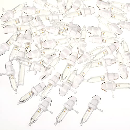 Remagr 60 Pcs Christmas LED Replacement Bulb Mini Wide Angle Xmas Tree Light Outdoor String for Garden Party Decor (White Base with Warm White Bulb)