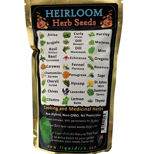 Heirloom Seeds Pack Herbs 27 Varieties with Over 15,000 Seeds - Medicinal and Cooking with Hard to Find Herbs Types