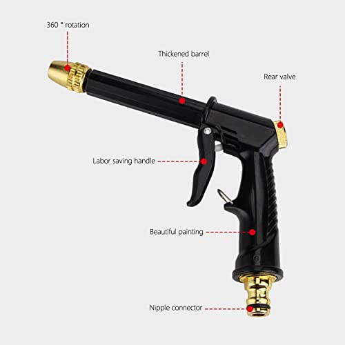 High Pressure Water Spray - Universal Adjus-table Nozzle, 𝖯𝗂𝗌𝗍𝗈𝗅 Grip, Rotating Spray, Washer/Cleaning Tool, Flexible Water Hose, for Cleaning Cars, Garden, Gutter, Window, Flower Beds