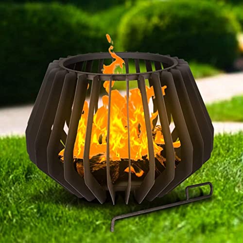 ZLXDP 24inch Metal Outdoor Fire Pit Bonfire Wood Burning Patio for Garden, Backyard, Poolside with Fireplace Poker