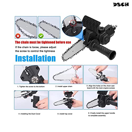 Mini Electric Chainsaw Adapter Tool(Without Electrical Motor), 6 Inches, Portable Handheld Chain Saw Pruning Shears Chainsaw For Gardening Branch Wood Cutter, Courtyard, Household and Garden