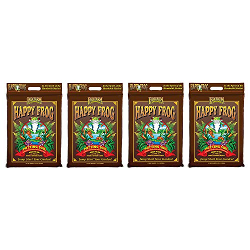 FoxFarm FX14054 Happy Frog Nutrient Rich and pH Adjusted Rapid Growth Garden Potting Soil Mix is Ready to Use, 12 Quart (4 Pack)