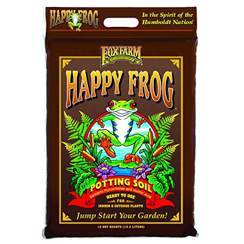 FoxFarm FX14054 Happy Frog Nutrient Rich and pH Adjusted Rapid Growth Garden Potting Soil Mix is Ready to Use, 12 Quart (4 Pack)