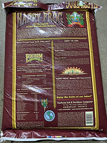 FoxFarm FX14054 Happy Frog Nutrient Rich and pH Adjusted Rapid Growth Garden Potting Soil Mix is Ready to Use, 12 Quart (4 Pack)