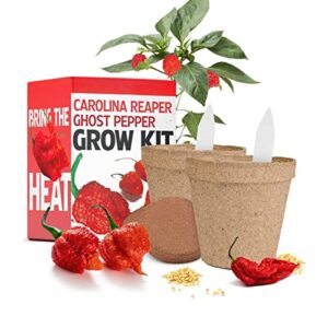 carolina reaper ghost pepper growing kit – outdoor garden vegetable seed starter kit – hot pepper growing kit – all in one pepper seed plant growing kit – gift for gardeners