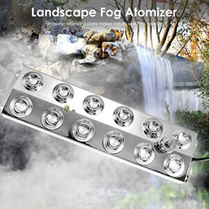 TOPQSC Mist Maker Fogger Humidifier for Gardening and Pond Use,12 Head Stainless Steel Ultrasonic Mist Humidifier