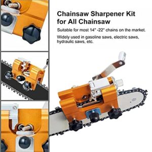 XIRZHIYO Chainsaw Sharpener Kit, Portable Chainsaw Chain Sharpening Jig, for All Kinds of Chain Saws & Electric Saws, Lumberjack & Garden Worker (Large,Yellow)