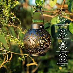 HaoPei Hanging Outdoor Solar Lights Waterproof Lotus Lantern Front Porch Yard Patio Garden Decor for Outside Backyard Wall Pathway Ornaments, HaoPei-01