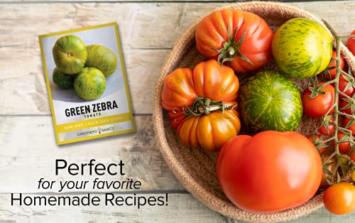 Green Zebra Tomato Seeds for Planting Heirloom Non-GMO Seeds for Home Garden Vegetables Makes a Great Gift for Gardening by Gardeners Basics