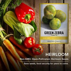 Green Zebra Tomato Seeds for Planting Heirloom Non-GMO Seeds for Home Garden Vegetables Makes a Great Gift for Gardening by Gardeners Basics