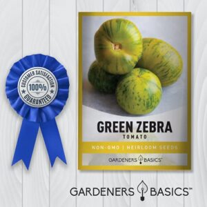 Green Zebra Tomato Seeds for Planting Heirloom Non-GMO Seeds for Home Garden Vegetables Makes a Great Gift for Gardening by Gardeners Basics