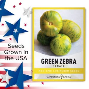 Green Zebra Tomato Seeds for Planting Heirloom Non-GMO Seeds for Home Garden Vegetables Makes a Great Gift for Gardening by Gardeners Basics