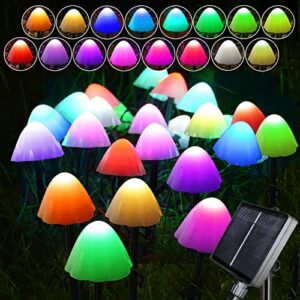 upgraded 16-in-1 color changing solar mushroom lights for outdoor garden decor, 20led garden mushroom lamp waterproof solar christmas garden lights for garden yard patio pathway christmas halloween