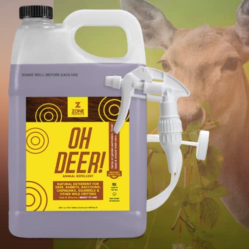 Zone Protects Oh Deer! Deer and Animal Repellent Spray. Gallon with Trigger Sprayer. Keeps Deer and Rabbits from Your Garden. Deer Repellent. Rabbit Repellent.