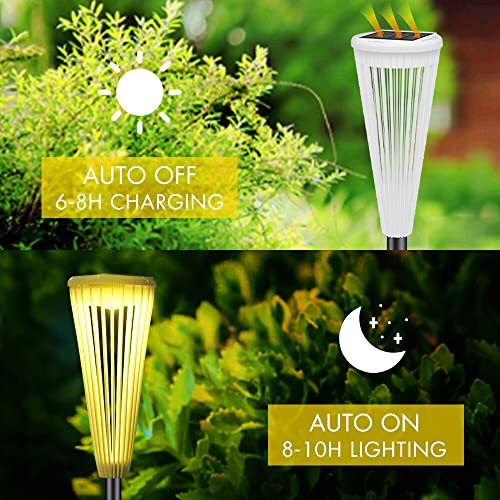 JMMXG 8 Pack Solar Pathway Lights Outdoor, 2-in-1 Hollow Garden Solar Lights Outdoor Landscape Decorative LED Solar Lights, Waterproof and Dusk-to-Dawn Solar Path Light for Yard Walkway Lawn Backyard