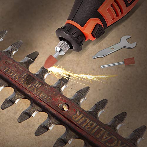 GOXAWEE Chainsaw Sharpener Kit 180W Power Chain Saw Sharpen Tool Set, Electric Blade Sharpening File Comes with 6pcs Diamond Sharpening Wheels, Angle Attachment (5 Speed Setting, 8000~35000 RPM)