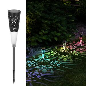 solar lights outdoor , 4pcs garden decor solar torch lights with color changing&warm white 2 lighting mode waterproof solar garden lights for garden dark corner,flower bed,walkway lighting decoration