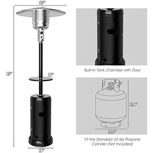 Onnertune 48000 BTU Propane Patio Heater, Portable Outdoor Heaters for Patio with Drink Tabletop & Wheels, Auto Shut Off & Tip-Over Protection, Commercial Outside Heater for Garden, Decks (Black)