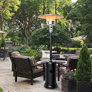 Onnertune 48000 BTU Propane Patio Heater, Portable Outdoor Heaters for Patio with Drink Tabletop & Wheels, Auto Shut Off & Tip-Over Protection, Commercial Outside Heater for Garden, Decks (Black)