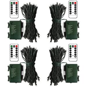 zaiyw 4 pack battery operated string lights, 16.5 ft dark green wire 50 led string lights with remote timer 8 modes fairy lights for bedroom party patio yard garden christmas tree decor (cool white)