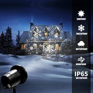 Christmas Snowflake LED Light Projector - Christmas Projector Lights Outdoor with Waterproof Plug in Moving Effect Wall Mountable for Garden Ballroom, Party, Halloween, Holiday