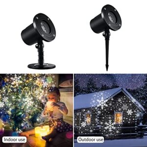 Christmas Snowflake LED Light Projector - Christmas Projector Lights Outdoor with Waterproof Plug in Moving Effect Wall Mountable for Garden Ballroom, Party, Halloween, Holiday