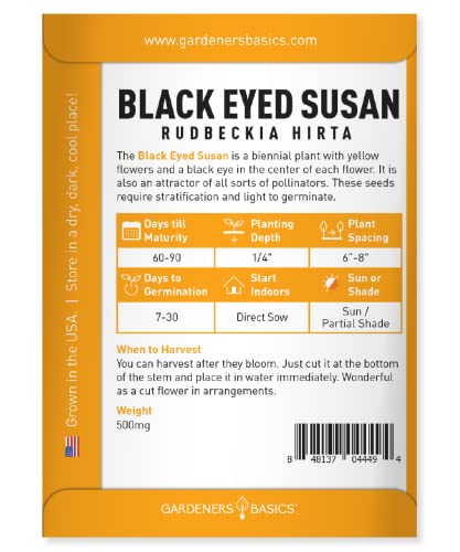 Black Eyed Susan Seeds for Planting - Rudbeckia Hirta Flower Seeds for Cut Flower Gardens Beautiful Yellow and Black Flowers to Grow in Your Garden by Gardeners Basics