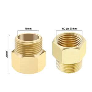 3Pcs Pressure Washer Coupling 1/2 Inch to M22 Adapter Finish Connector Solid Brass Connector Garden Tools Accessories Gold