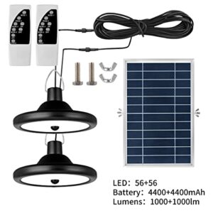 Newisdomake Dual Head Solar Shed Light, Motion Sensor Pendant Light with 4 Modes, 6 Level Brightness, 16.4Ft Cord, IP65 Waterproof Hanging Shed Lamp for Barn Coop Yard Home Patio Garden, Cool White