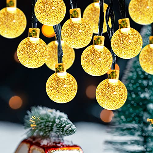 LuGlint Solar String Lights Outdoor ,35Ft 60LED Solar Lights Outdoor Garden, 8 Modes Patio lighs Waterproof,Crystal Globe String Lights for Outside,Porch,Yard,Wedding,Gazebo,Holidays.(Warm White)