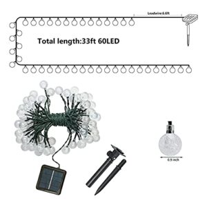 LuGlint Solar String Lights Outdoor ,35Ft 60LED Solar Lights Outdoor Garden, 8 Modes Patio lighs Waterproof,Crystal Globe String Lights for Outside,Porch,Yard,Wedding,Gazebo,Holidays.(Warm White)