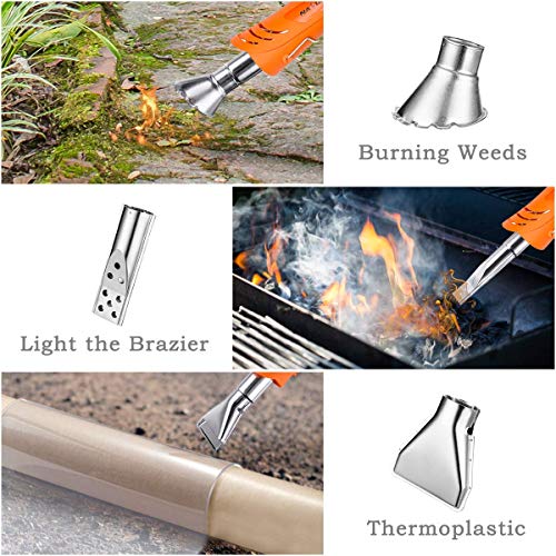 Electric Weed Burner, 1500W Weed Burner, Electric Weed Torch Up to 700℃, Environmental Friendly Weed Burner Torch with 3 Nozzles and 3M Cable, Portable Weed Torche for Garden, Patio, Drivewa