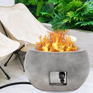 Outdoor Propane Fire Pit w 24" Lava Rocks Cover Propane Gas Fire Bowl Patio Heater for Outdoor Patio Garden Backyard Decking Décor,40000 BTU, Light Grey