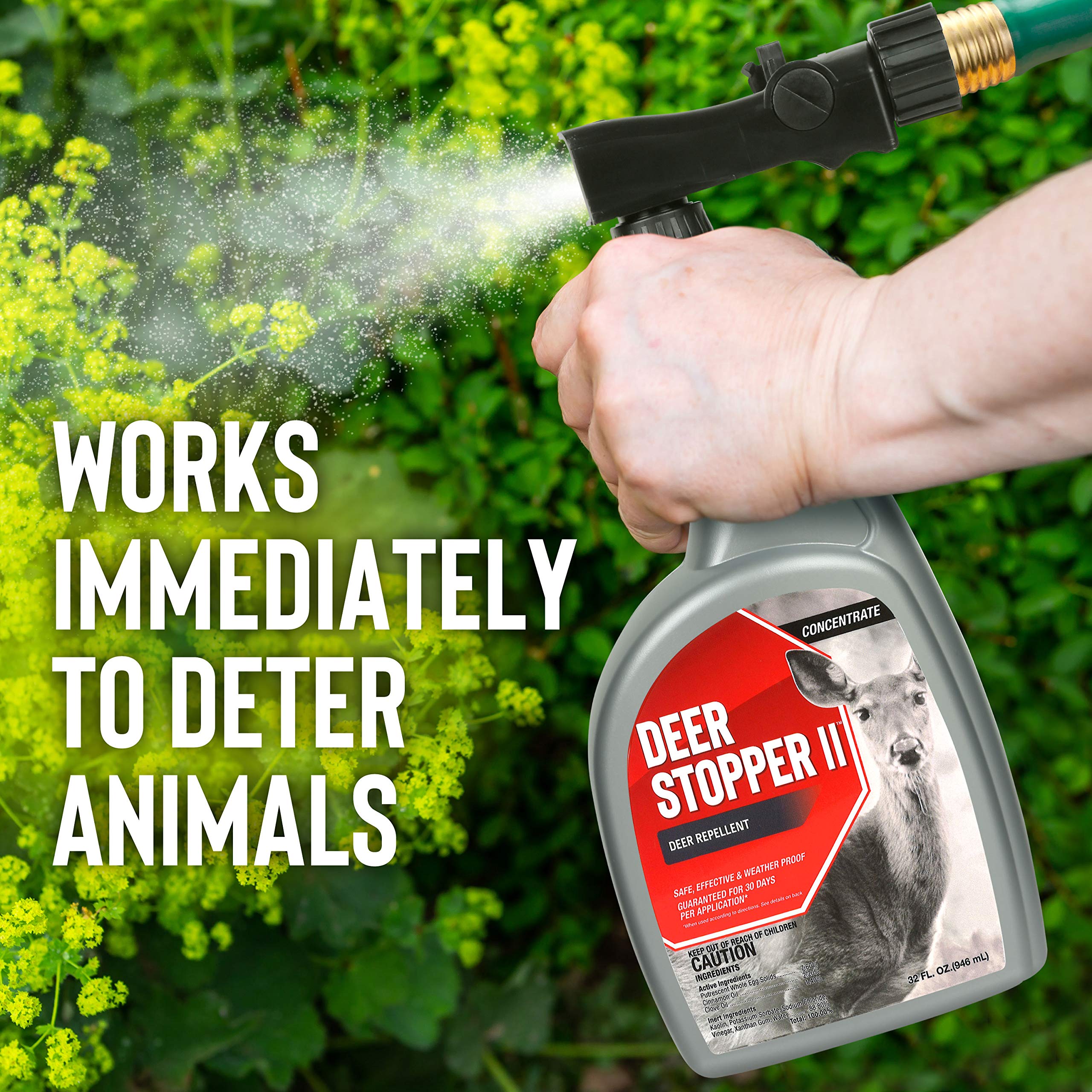 Deer Stopper II Garden Animal Repellent - Safe & Effective, All Natural Food Grade Ingredients; Repels Deer Elk, and Moose; Easy to Use, 1 Gallon Liquid Concentrate