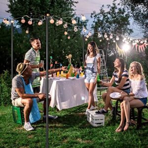 Walensee String Light Poles with Hook Outdoor Metal Lighting Pole for Hanging String Lights for Garden Party 9.4FT Lights Hanger with 5-Prong Fork Steel Stand Holder for Patio Christmas Wedding 2 Pack