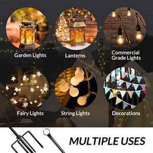 Walensee String Light Poles with Hook Outdoor Metal Lighting Pole for Hanging String Lights for Garden Party 9.4FT Lights Hanger with 5-Prong Fork Steel Stand Holder for Patio Christmas Wedding 2 Pack