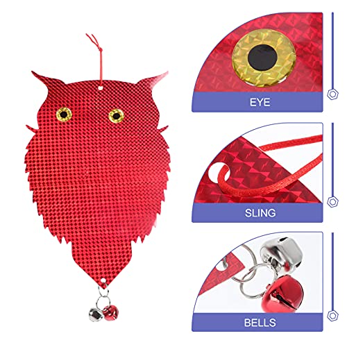 YARDWE 2PCS Owl Fake Hanging Plastic Owl Reflective Bird Blinder Scare Spiral Rods for Window Yard Garden Outdoor