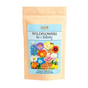 bee and butterfly wildflower seeds – bulk flower seed mix with over 30,000 premium seeds- stunning blooms – attracts pollinators, bees, butterflies – perennial, annual