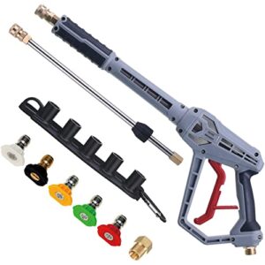 ridge washer pressure washer gun with extension wand, power washer gun with m22 fitting, 5 nozzle tips with nozzle holder, 40 inch, 4500 psi