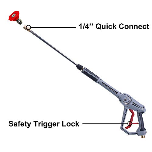 RIDGE WASHER Pressure Washer Gun with Extension Wand, Power Washer Gun with M22 Fitting, 5 Nozzle Tips with Nozzle Holder, 40 Inch, 4500 PSI