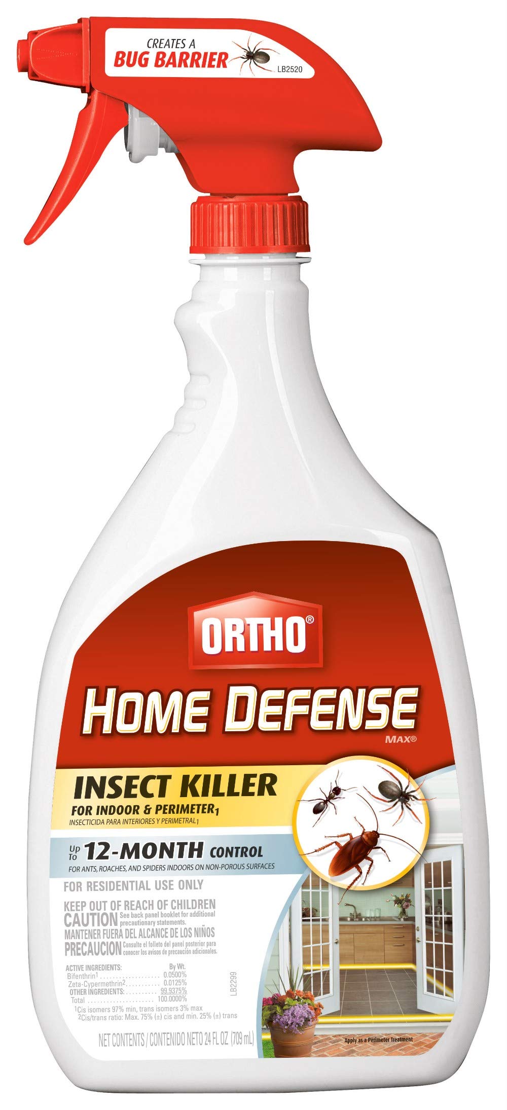 Ortho 0196410 Home Defense MAX Insect Killer Spray for Indoor and Home Perimeter, 24-Ounce (Ant, Roach, Spider, Stinkbug & Centipede Killer)