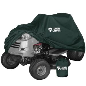 tough cover riding lawn mower cover, extreme. 600d marine grade, universal fit tractor, heavy duty, covers against water, uv, dust, dirt, wind for outdoor garden storage (green)