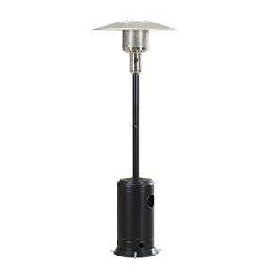 sunjoy 47,000 btu avanti outdoor portable propane heater for patio and garden with safety auto shut off valve and wheels, black